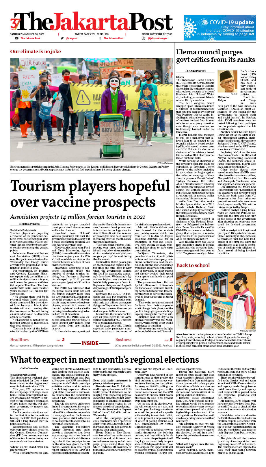 Frontpage - Sat, November 28, 2020 - The Jakarta Post