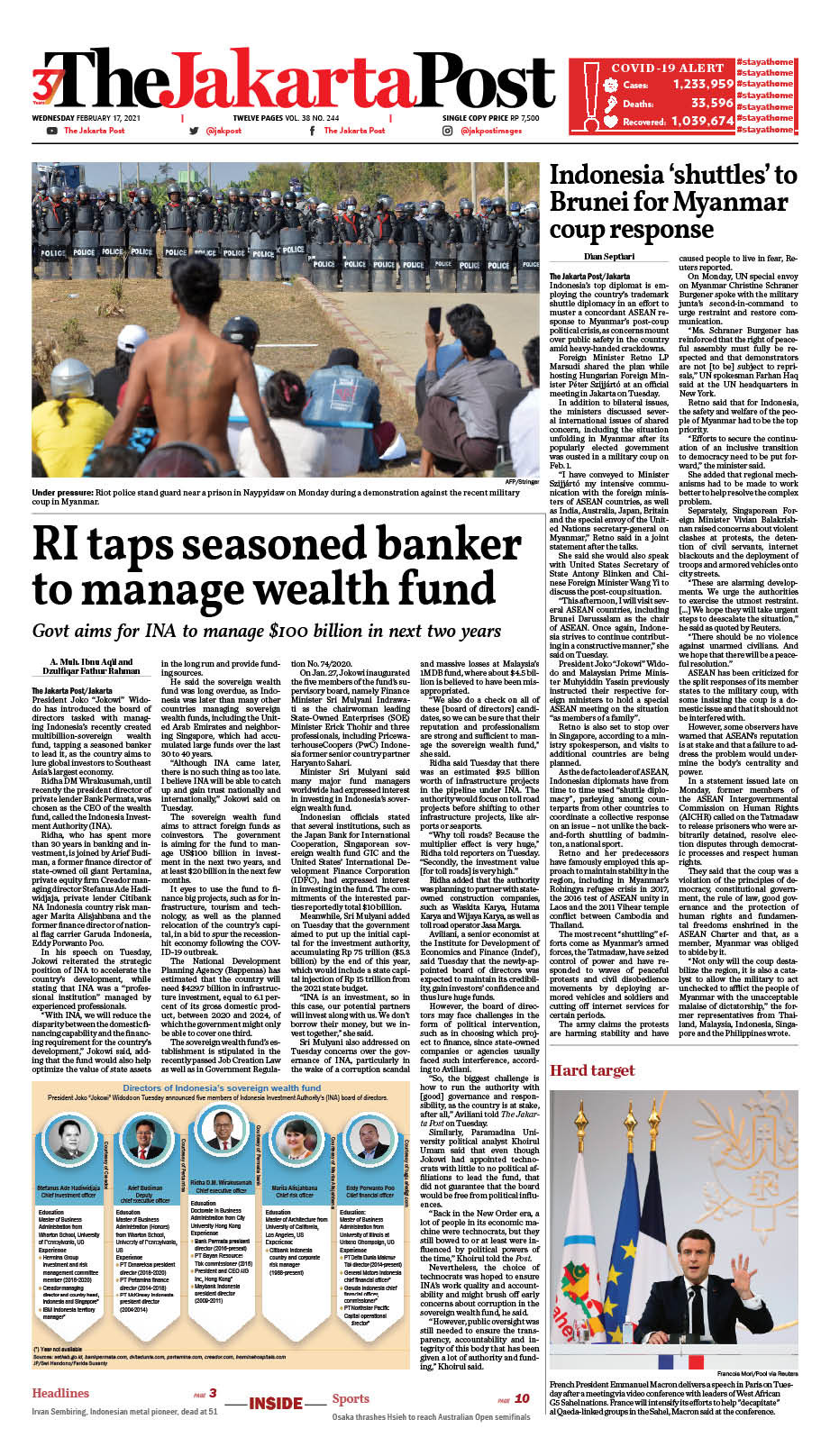 Frontpage - Wed, February 17, 2021 - The Jakarta Post