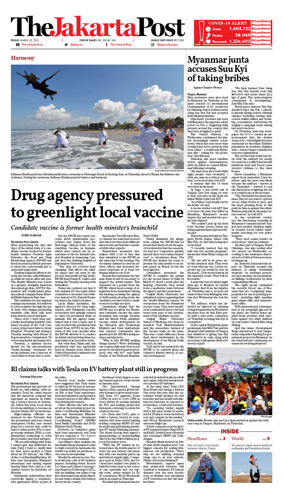 Frontpage - Fri, March 12, 2021 - The Jakarta Post