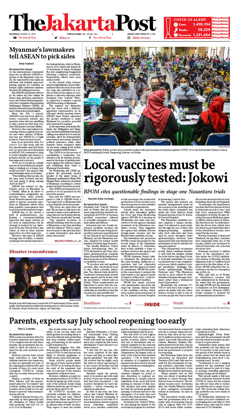 Frontpage - Sat, March 13 2021 - The Jakarta Post