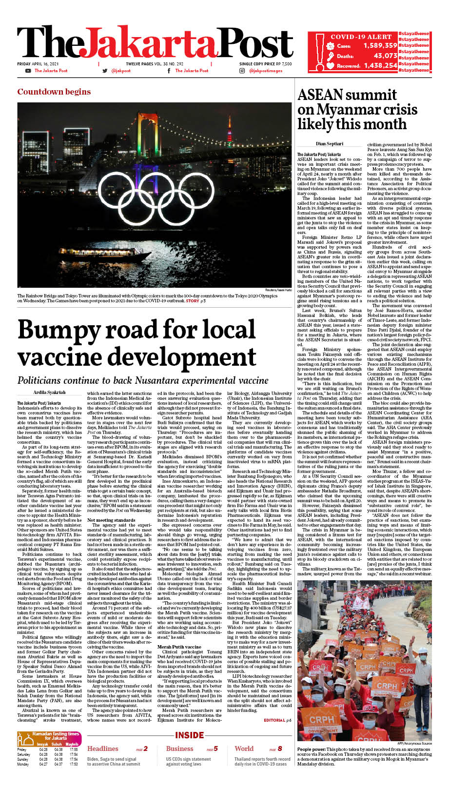 Frontpage - Fri, April 16 2021 - The Jakarta Post