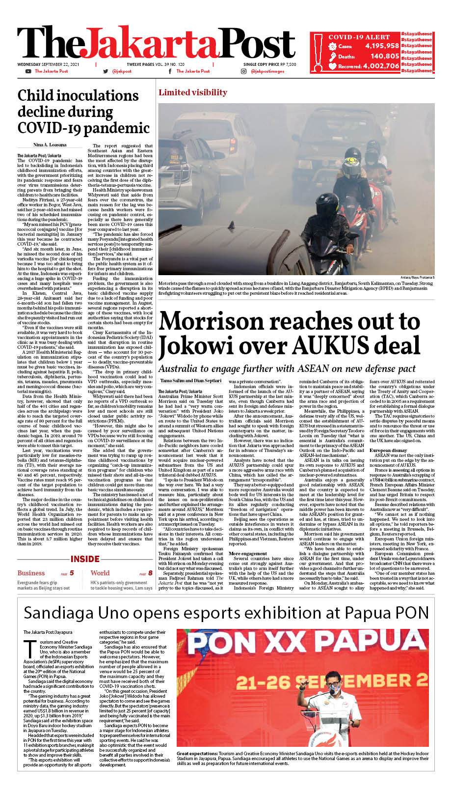 Frontpage - Wed, September 22, 2021 - The Jakarta Post