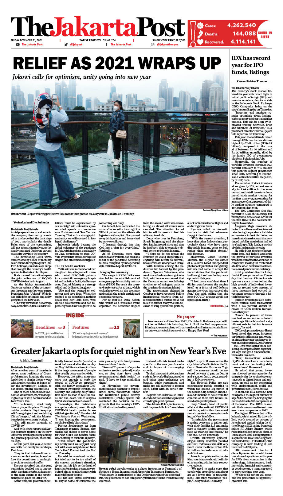 Frontpage - Fri, December 31, 2021 - The Jakarta Post
