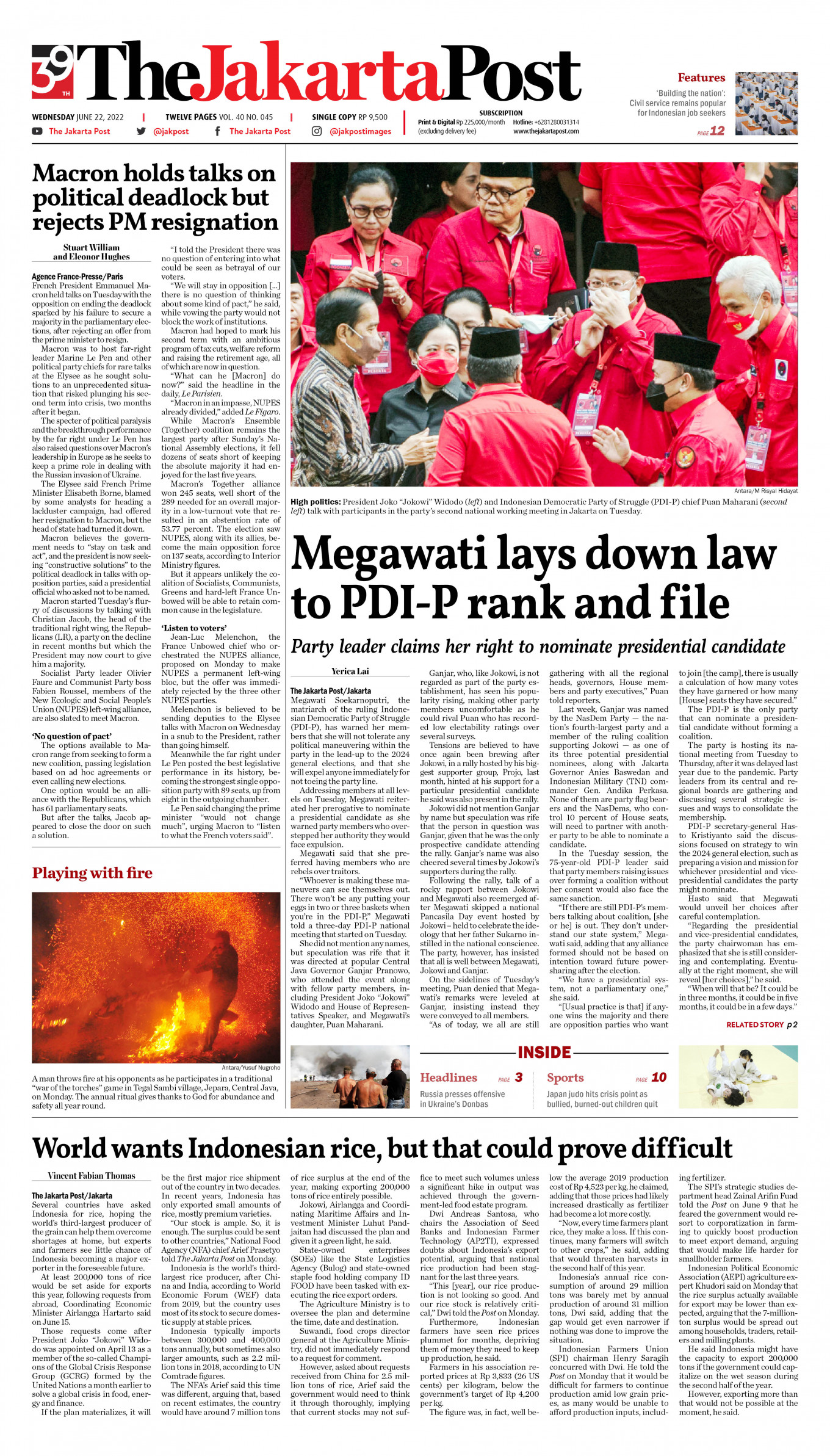 Frontpage - Wed, June 22, 2022 - The Jakarta Post