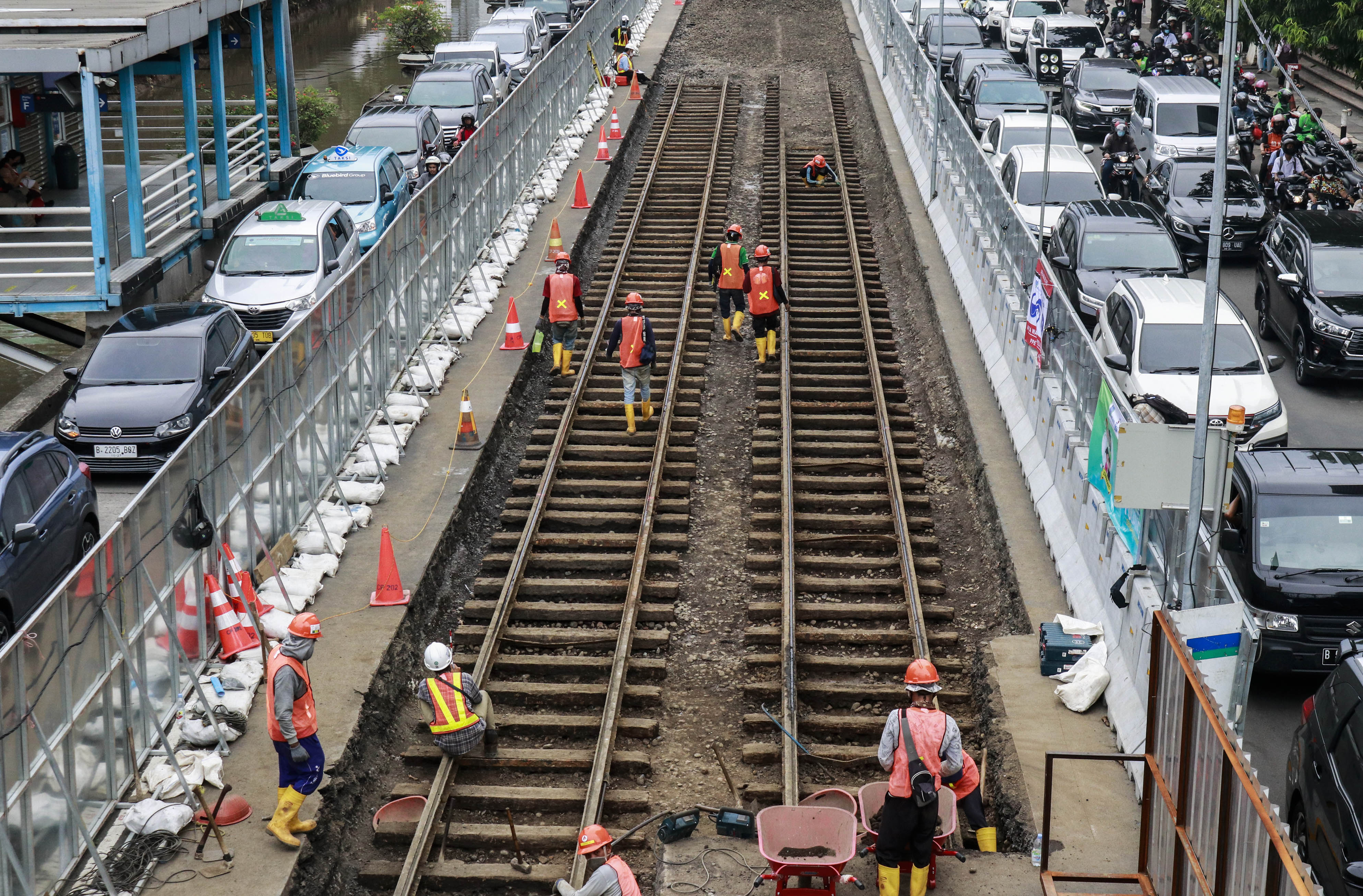 Dutch-colonial railway track dug up during MRT Jakarta construction ...