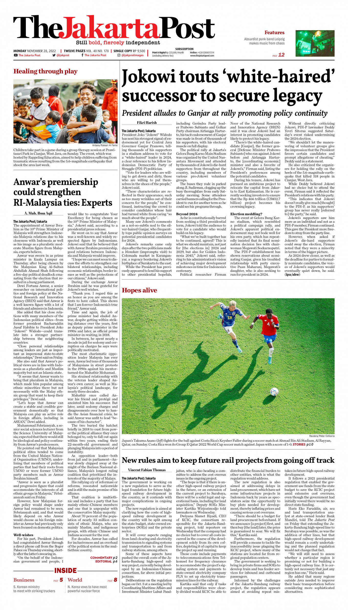 Frontpage - Mon, November 28, 2022 - The Jakarta Post