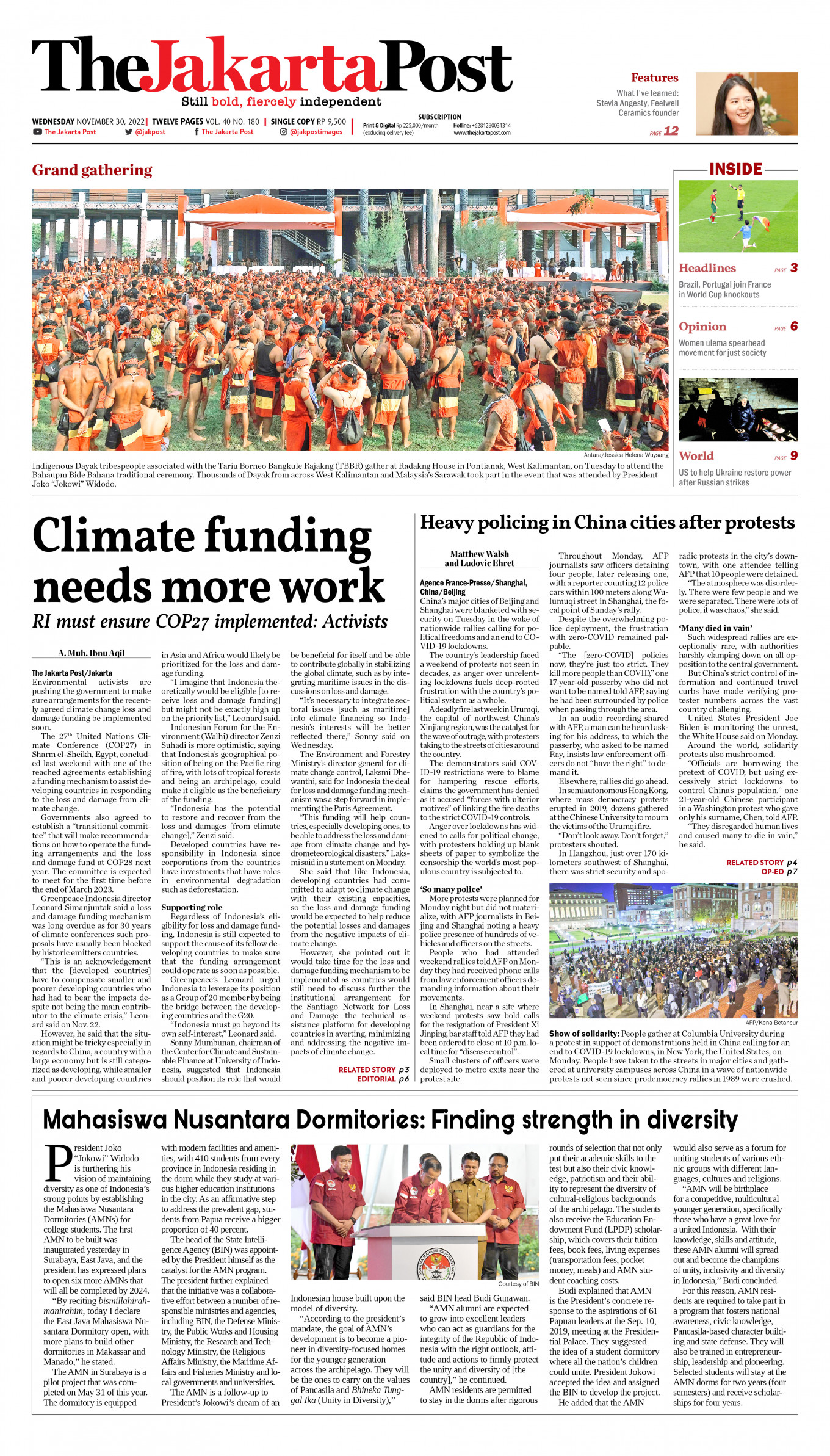 Frontpage - Wed, November 30, 2022 - The Jakarta Post