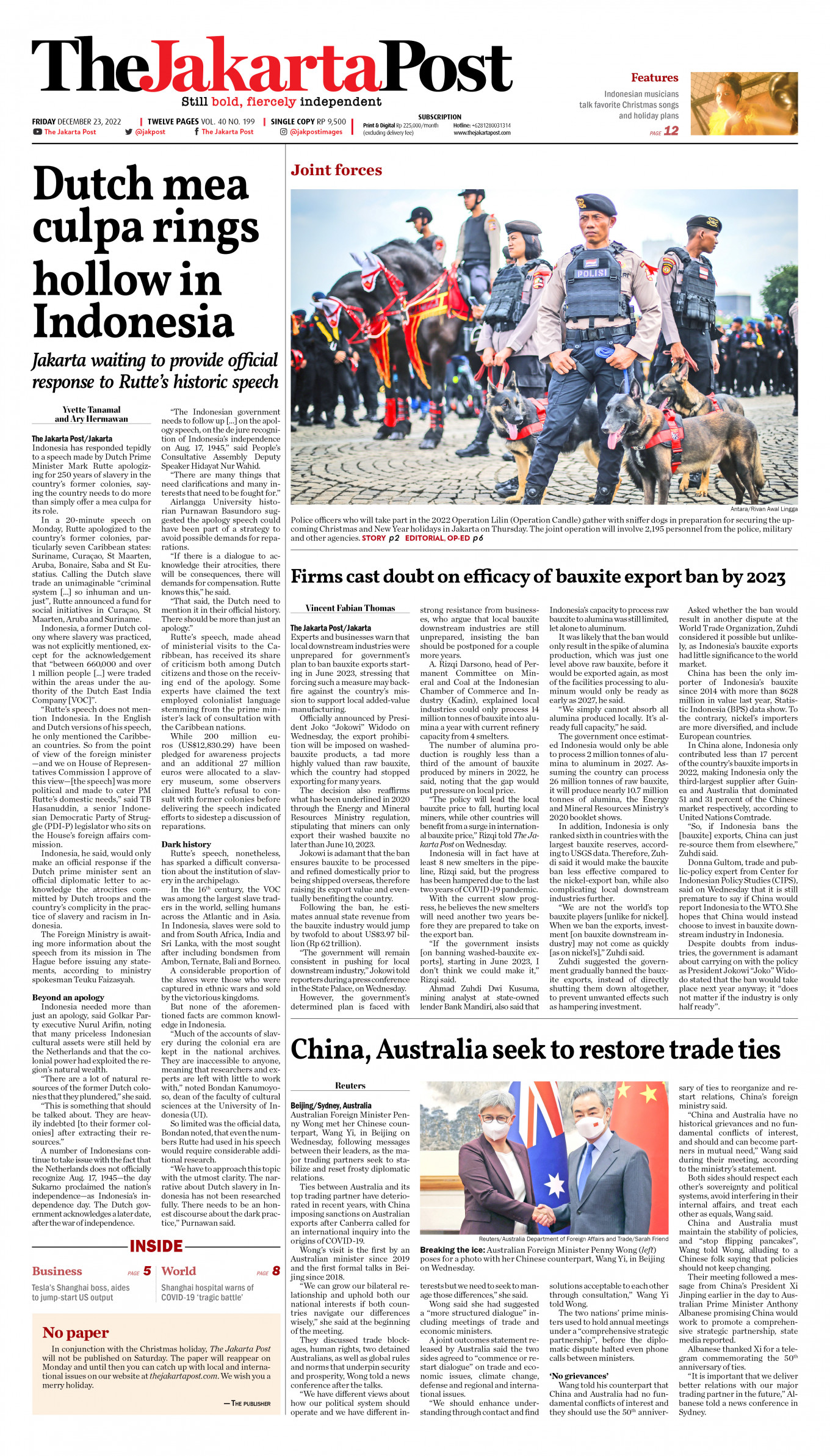 Frontpage - Fri, December 23, 2022 - The Jakarta Post