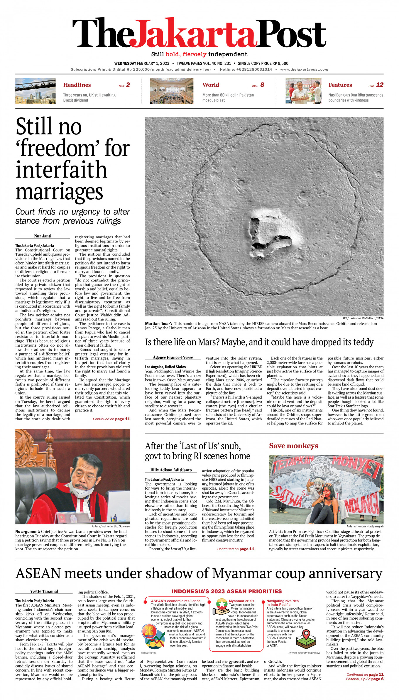 Frontpage - Wed, February 1, 2023 - The Jakarta Post