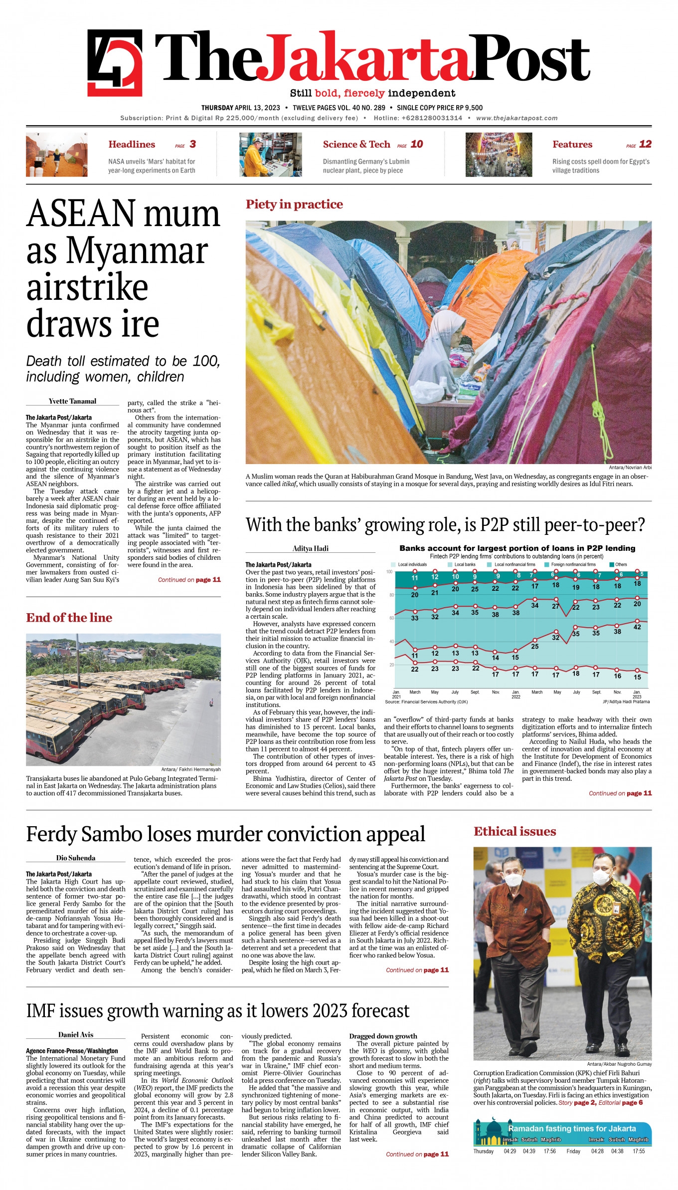 Frontpage - Thu, April 13, 2023 - The Jakarta Post