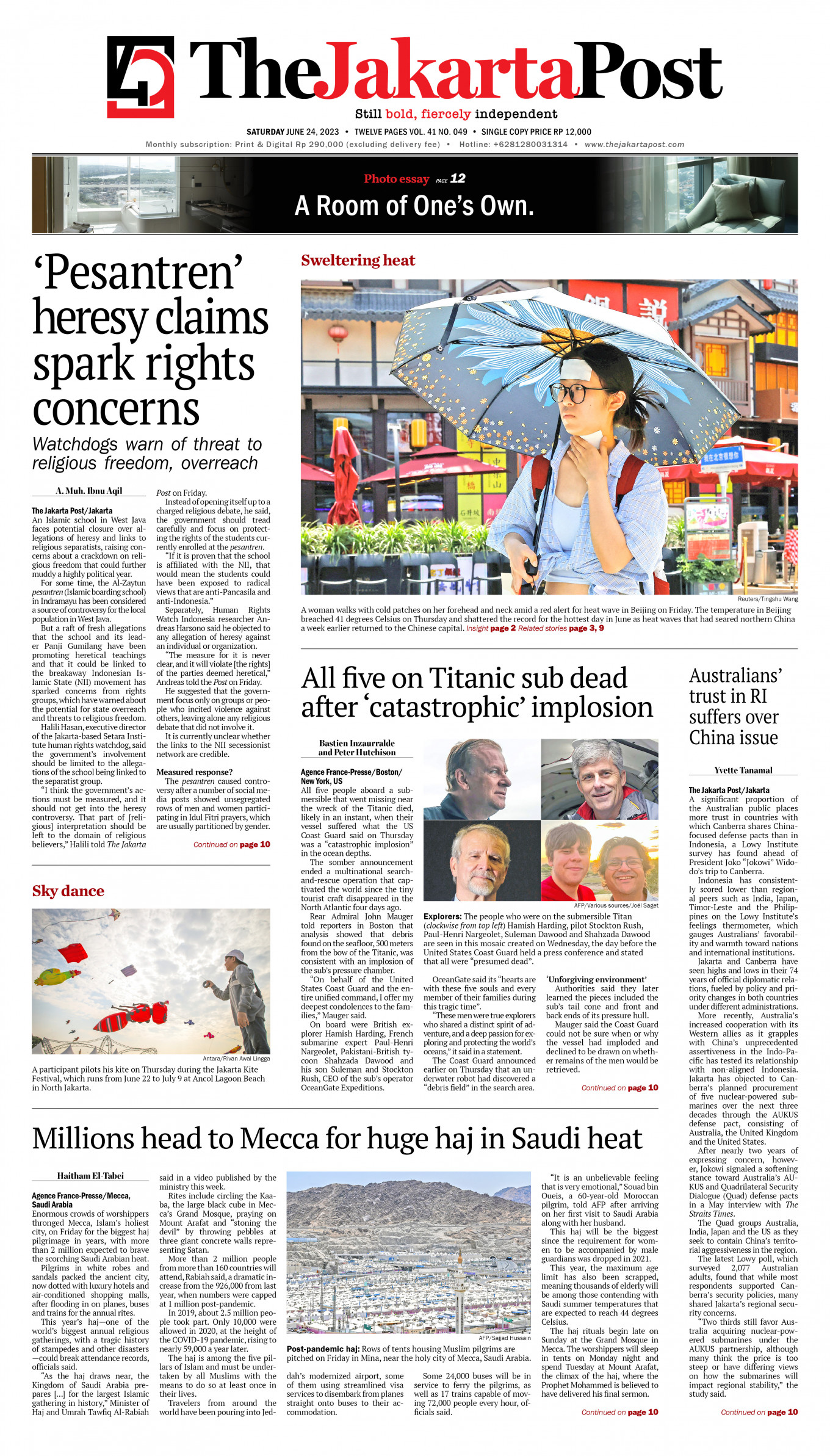 Frontpage - Sat, June 24, 2023 - The Jakarta Post