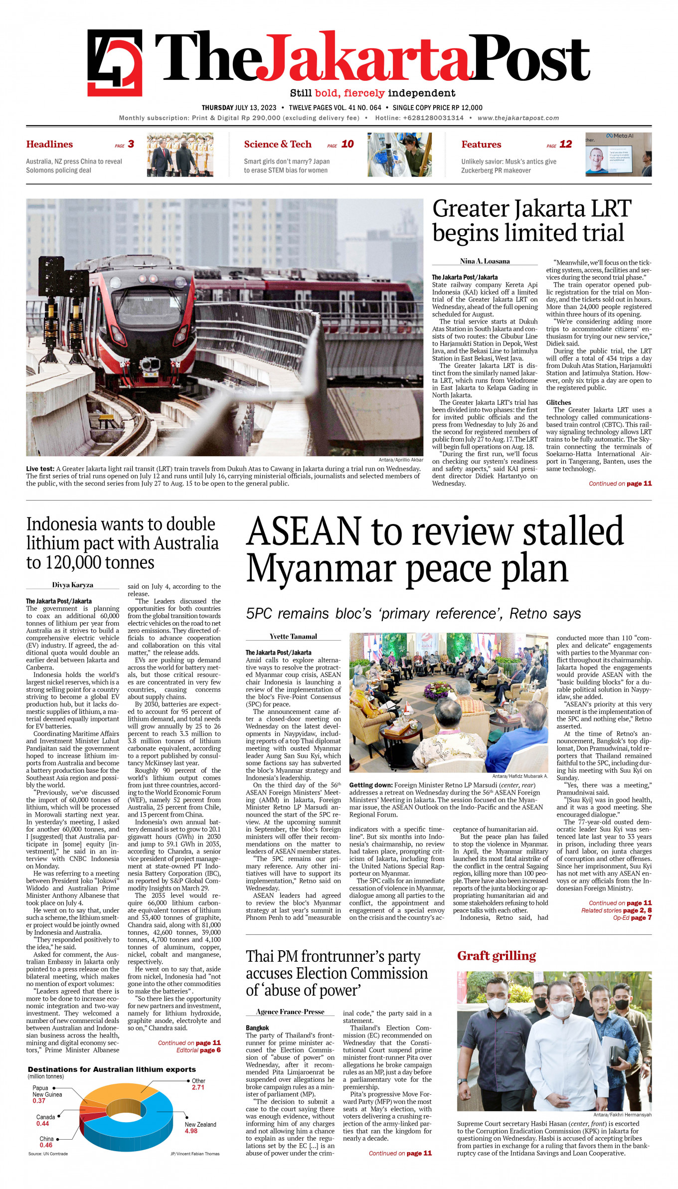 Frontpage - Thu, July 13, 2023 - The Jakarta Post