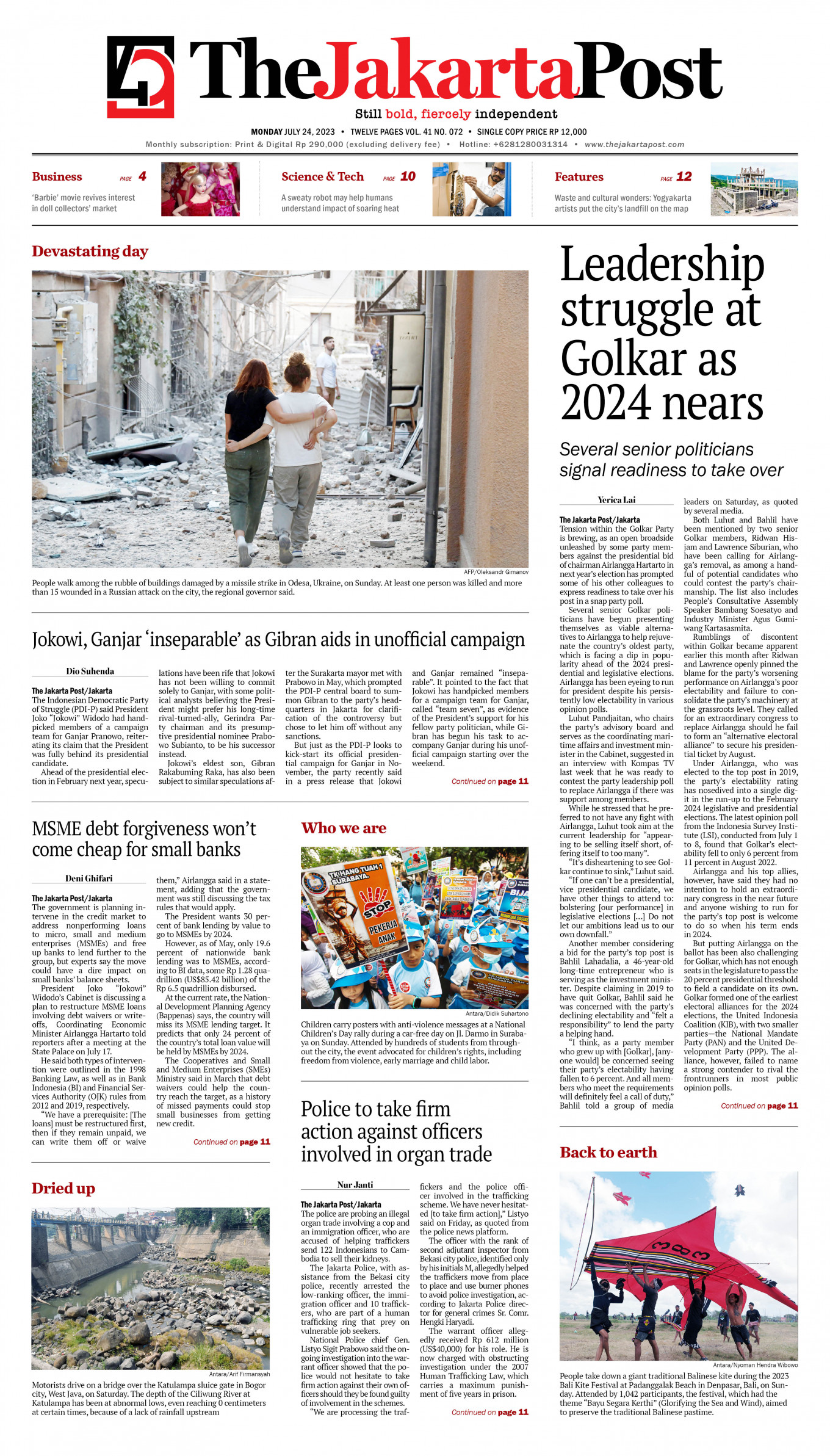 Frontpage - Mon, July 24, 2023 - The Jakarta Post