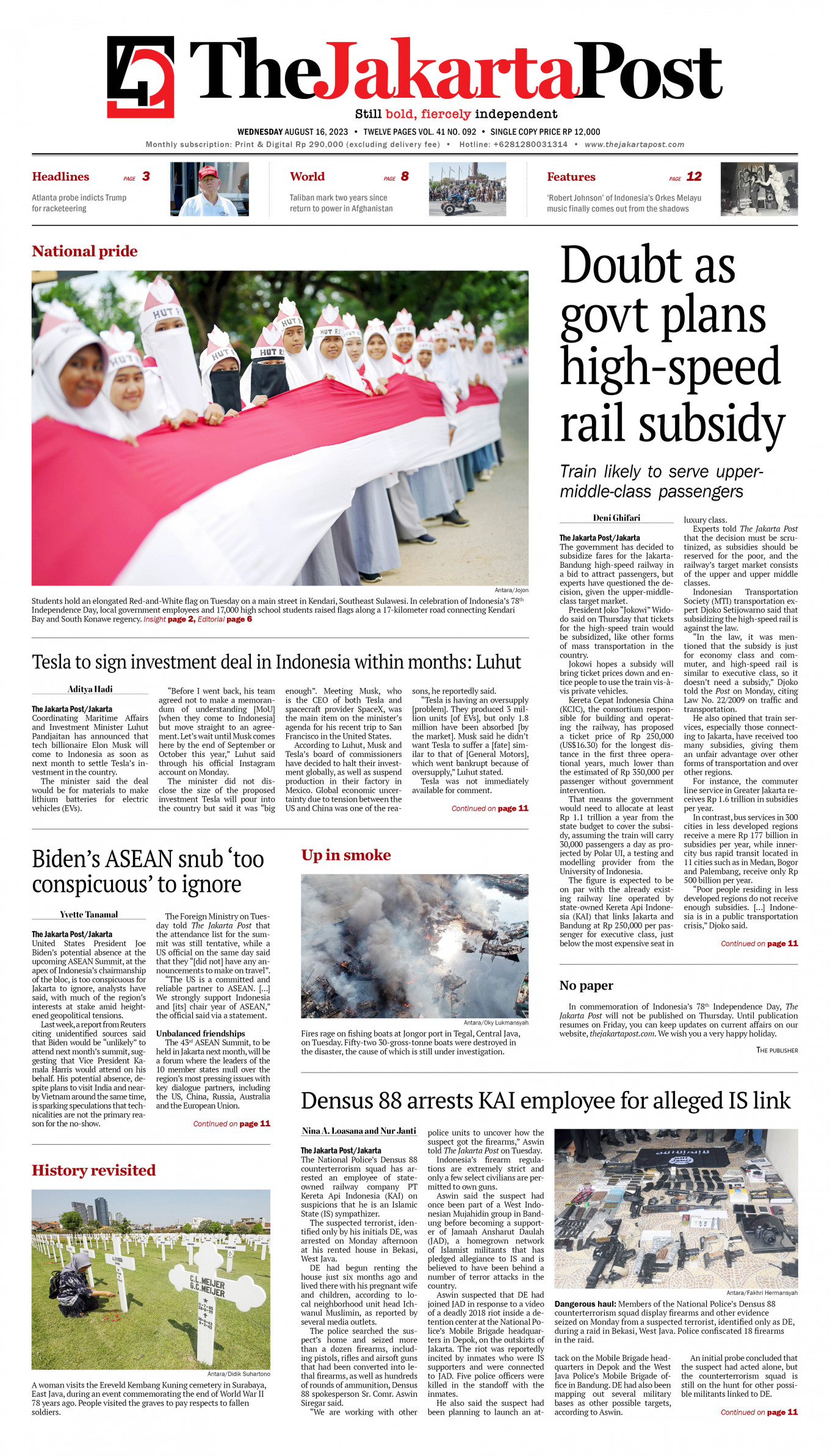 Frontpage - Wed, August 16, 2023 - The Jakarta Post