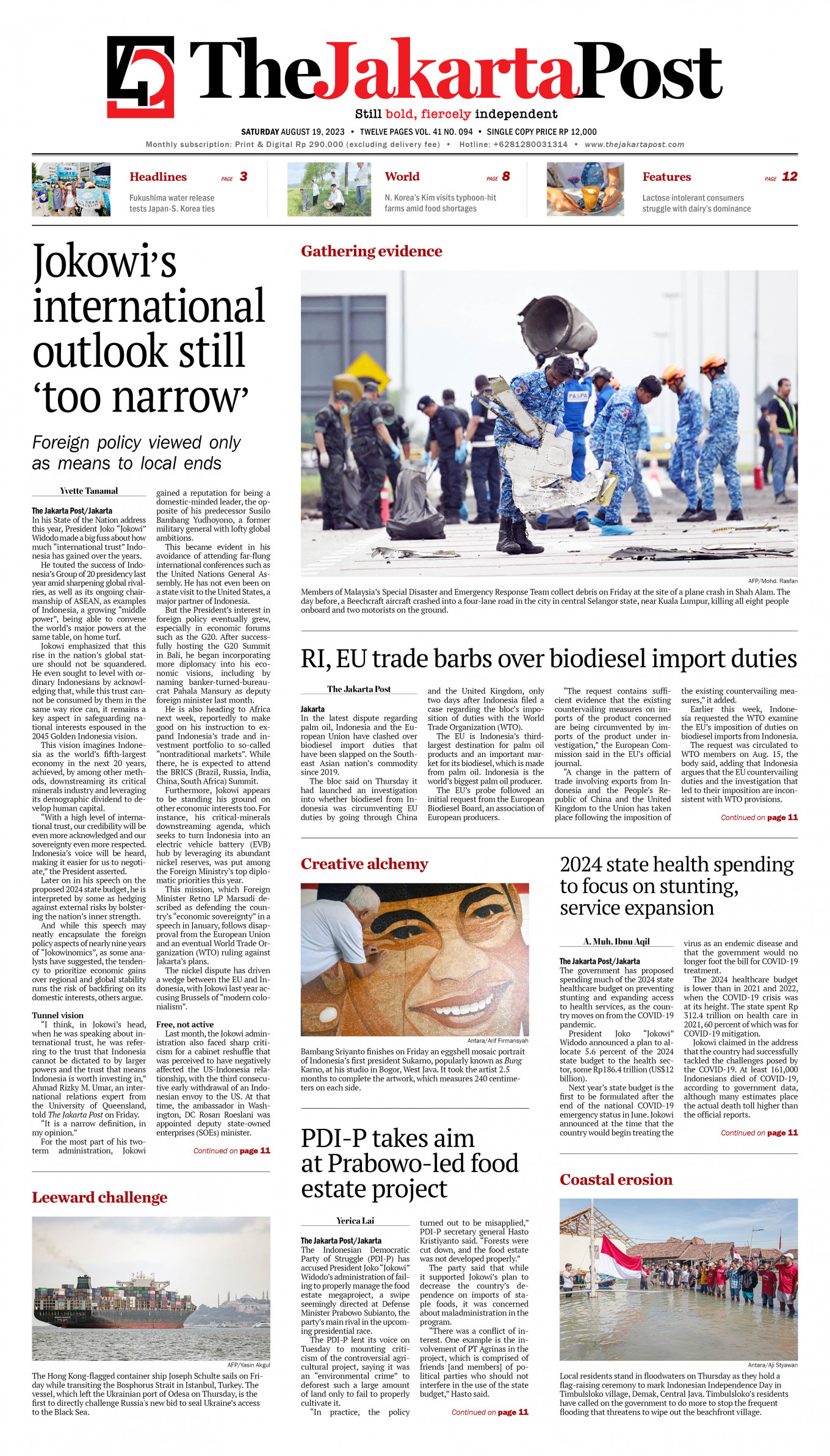 Frontpage - Sat, August 19, 2023 - The Jakarta Post