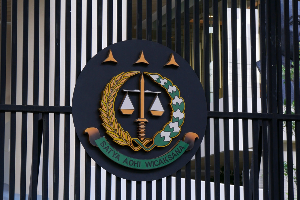 The logo of the Attorney General's Office (AGO) is seen on June 5, 2023, at its headquarters in Jakarta.